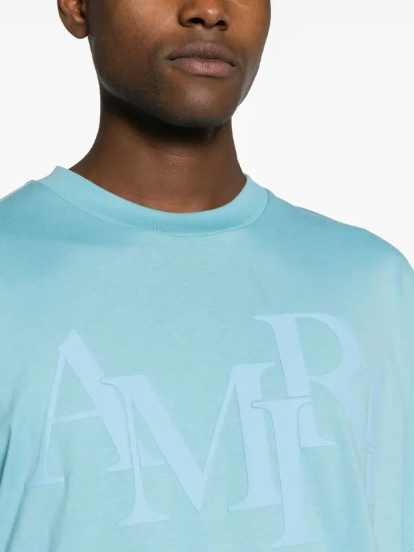 Amiri Staggered Logo-appliqué T-shirt - Blue