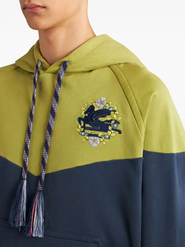 Etro Pegaso-motif Cotton Hoodie - Blue