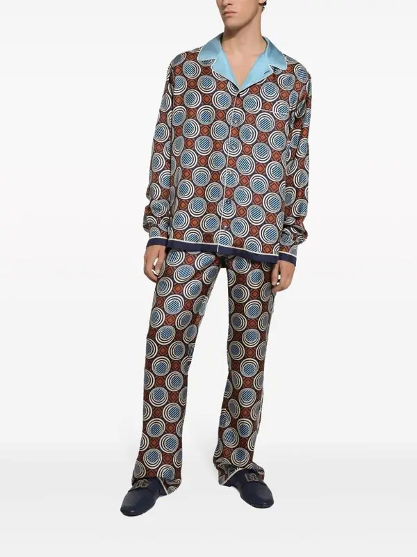 Dolce & Gabbana Geometric-print Silk Pijama Trousers - Red