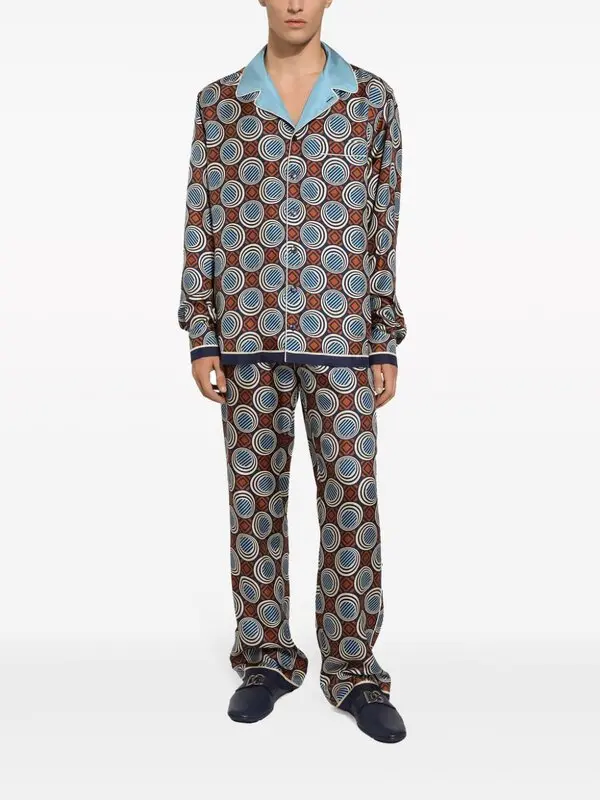 Dolce & Gabbana Geometric-print Silk Pijama Trousers - Red