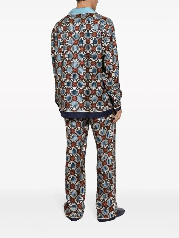 Dolce & Gabbana Geometric-print Silk Pijama Trousers - Red