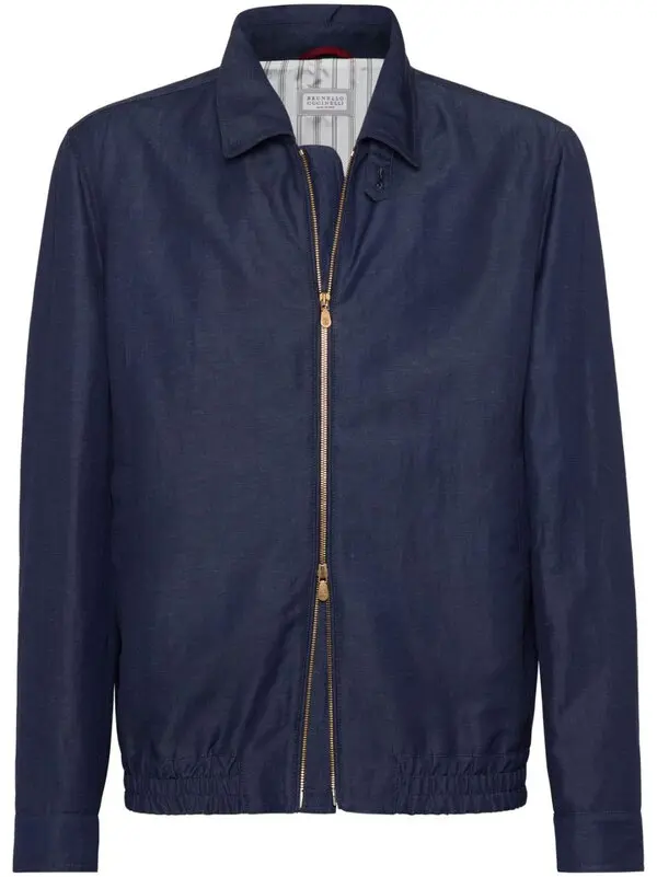 Brunello Cucinelli Spread-collar Bomber Jacket - Blue