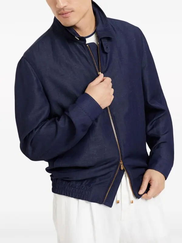 Brunello Cucinelli Spread-collar Bomber Jacket - Blue