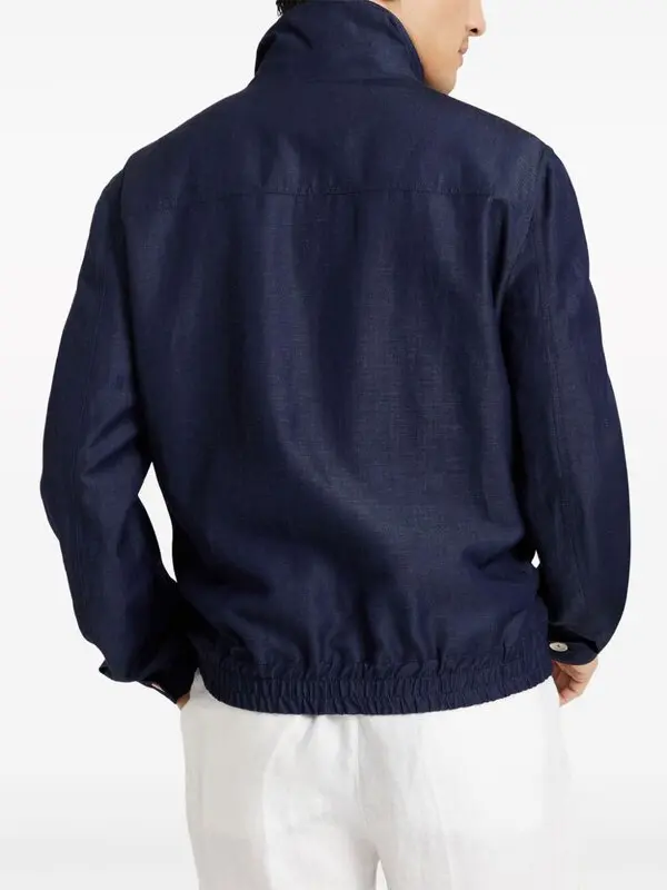 Brunello Cucinelli Spread-collar Bomber Jacket - Blue