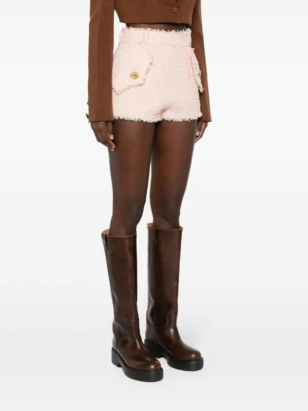 Balmain Tweed Chain-buttons Shorts - Neutrals