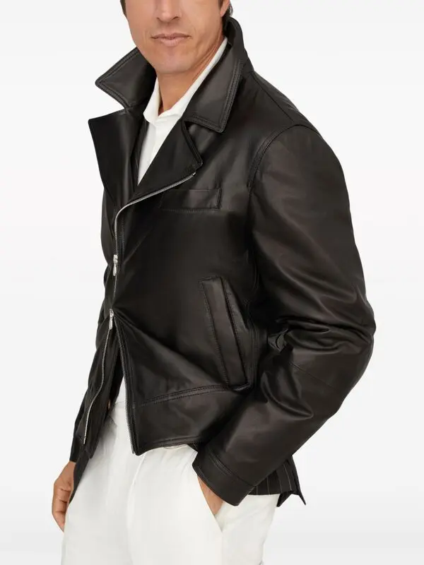 Brunello Cucinelli Layered Leather Bomber Jacket