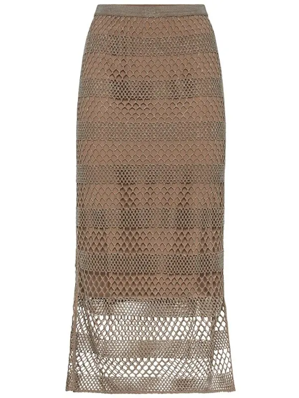 Brunello Cucinelli High-waist Silk Skirt - Neutrals