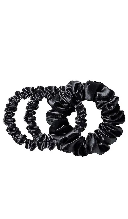Slip Midi & Large Scrunchie Set Of 3 - Black