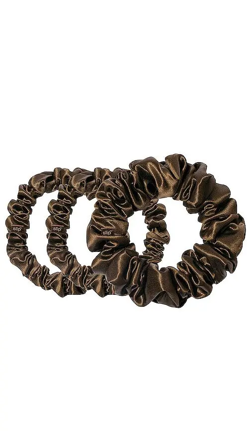 Slip Midi & Large Scrunchie Set Of 3 - Dark Brown