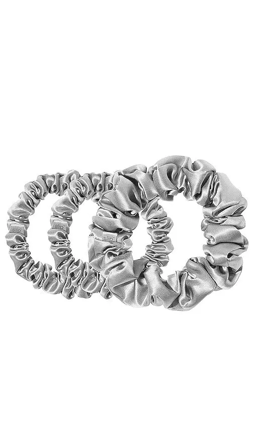 Slip Set Of 3 Midi & Large Scrunchies - Silver