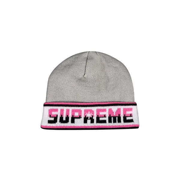 Supreme Double Logo Facemask Beanie - Grey