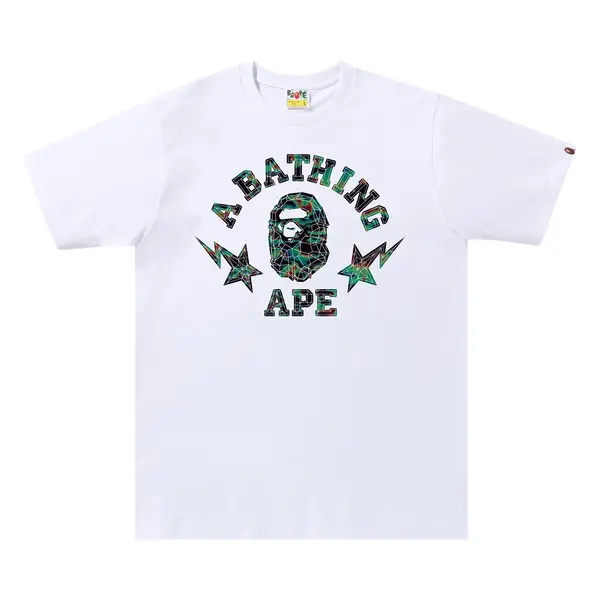 A BATHING APE Thermography Polygon College Tee - White