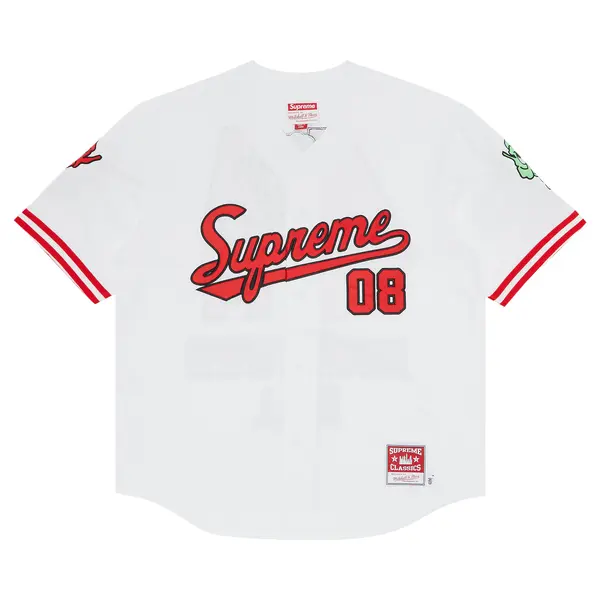 Supreme X Mitchell & Ness Downtown Hell Baseball Jersey - White
