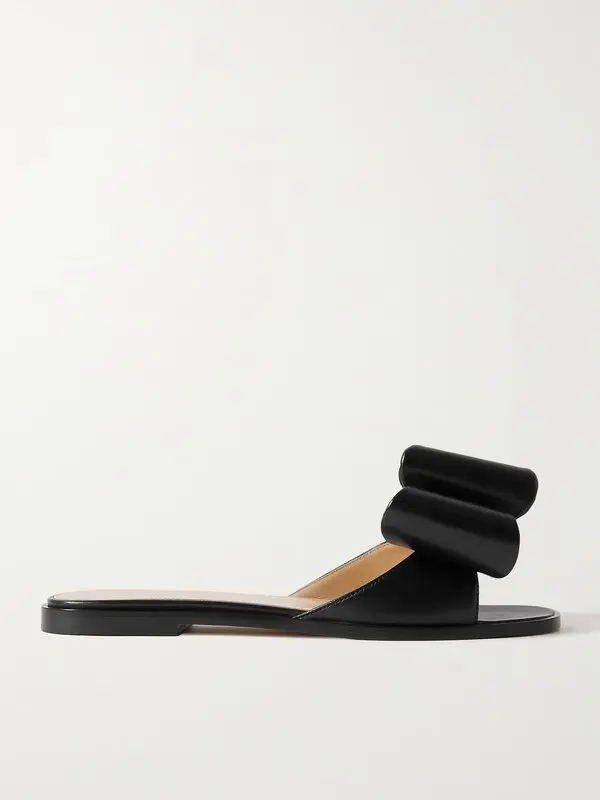 Mach & Mach Le Cadeau Leather Slides - Black