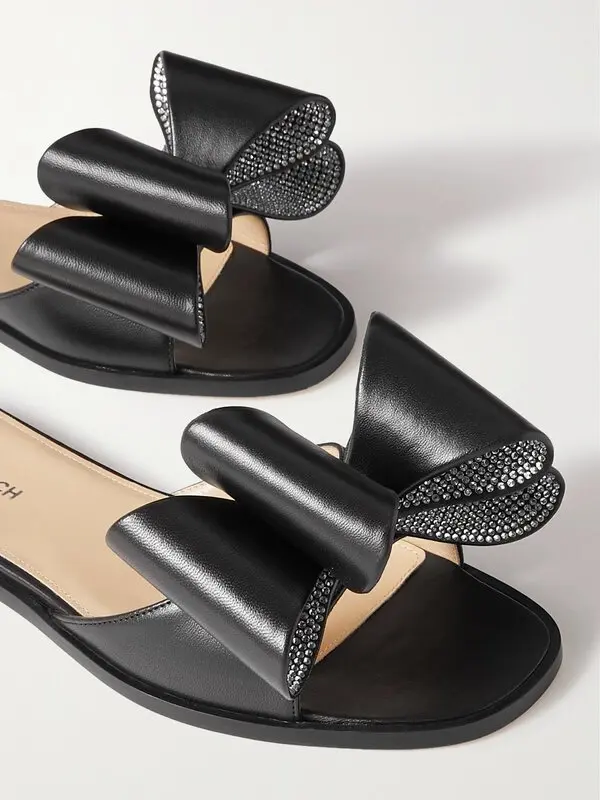 Mach & Mach Le Cadeau Leather Slides - Black