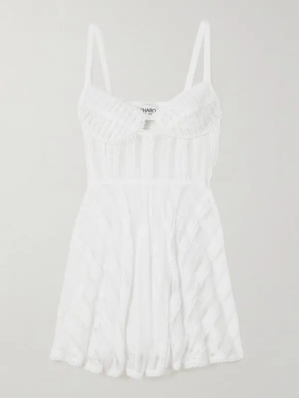 Charo Ruiz Ibiza Limmey Scalloped Cutout Cotton-Blend Lace Mini Dress In  White - 30% Off