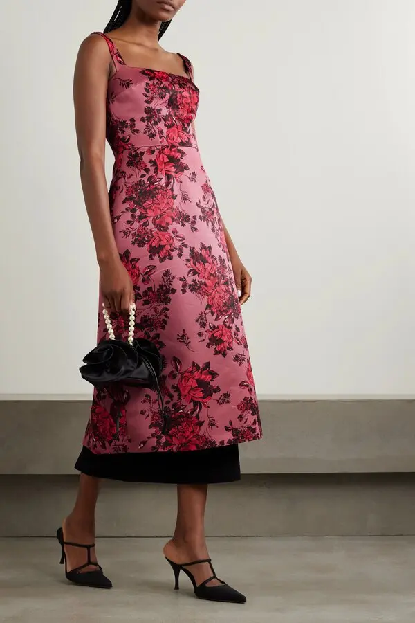faille midi dress Helsa Faille Midi Dress in Black