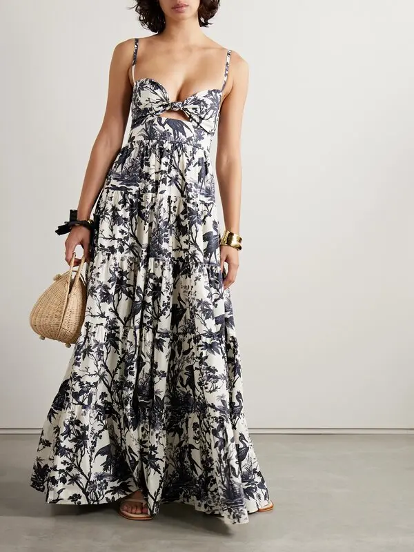 chinese dress ladies Delilah Maxi Dress with Train in Cream Floral