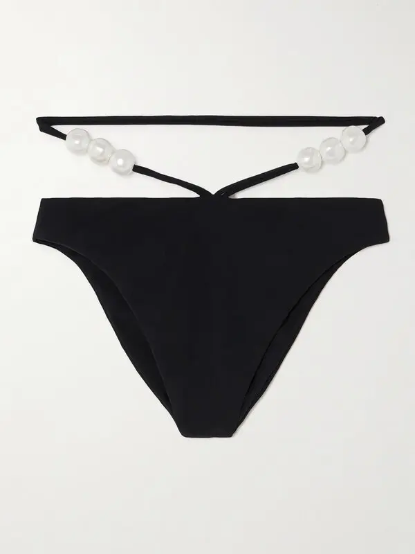 Magda Butrym Faux Pearl-embellished Bikini Briefs - Black