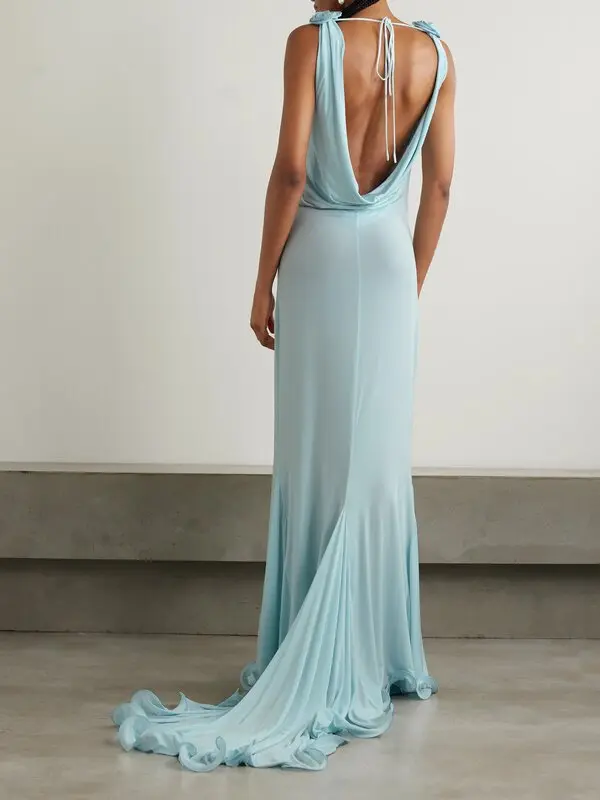 Magda Butrym Floral-appliquéd Satin-jersey Dress