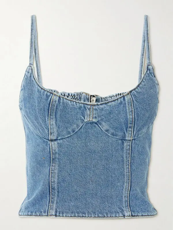 Magda Butrym Cropped Denim Bustier - Blue