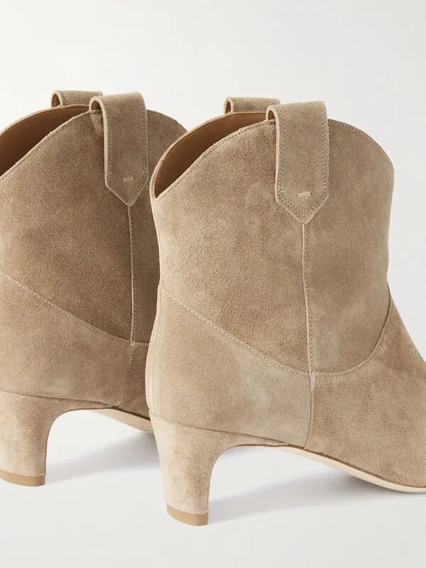 Staud Western Wally Suede Ankle Boots - Neutrals