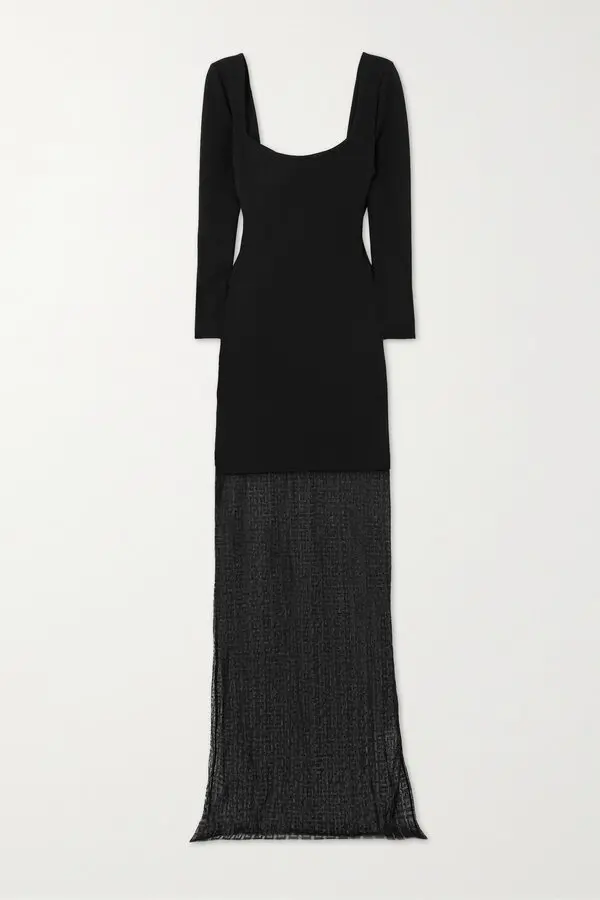 Givenchy Lace-trimmed Jersey Maxi Dress