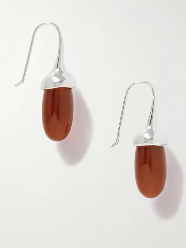 SOPHIE BUHAI Net Sustain Dripping Stone Sterling Garnet Earrings - Silver