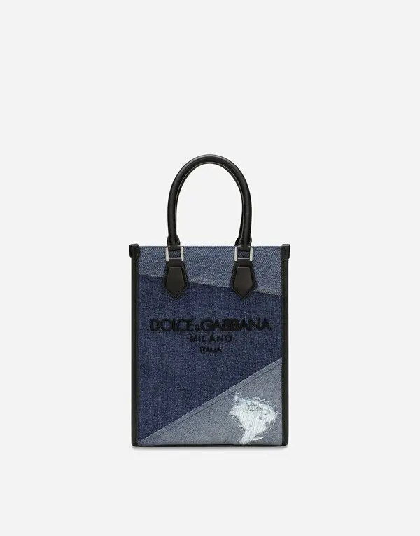 Dolce & Gabbana Patchwork Denim Crossbody Bag - Blue