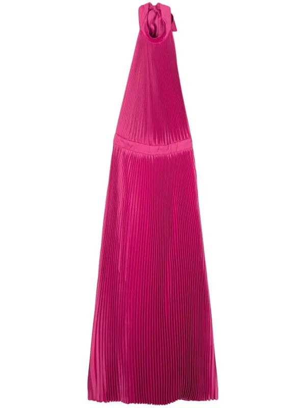 L'IDEE Open-back Pleated Maxi Dress