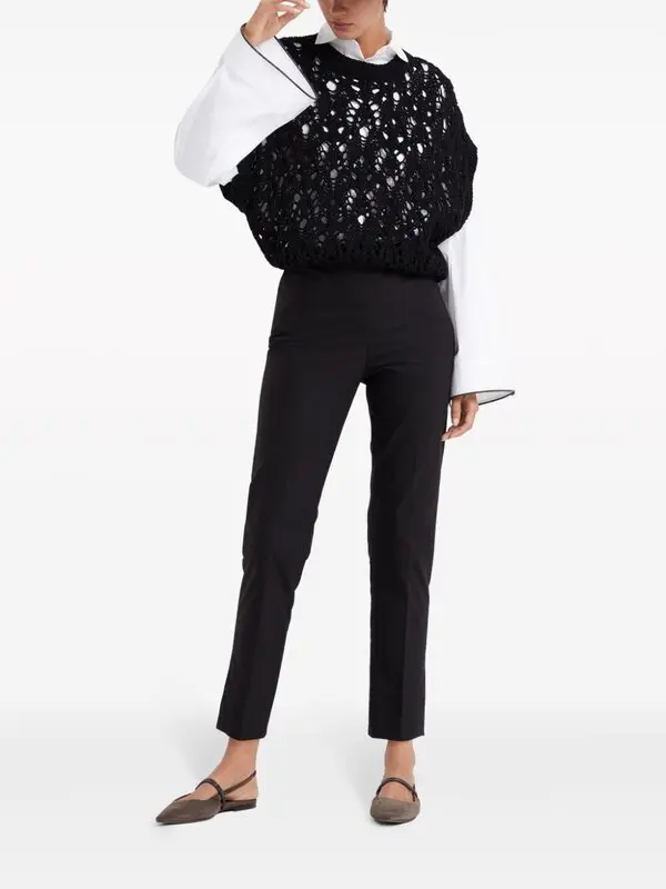 Brunello Cucinelli High-waisted Cropped Trousers - Black