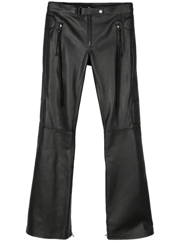 COURREGES Leather Straight-leg Trousers - Black