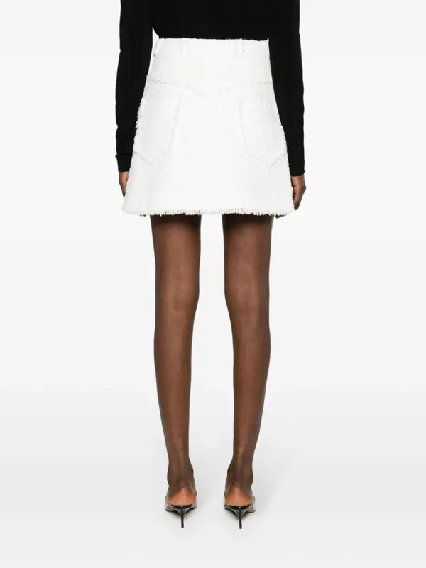 Balmain A-line Tweed Miniskirt - White