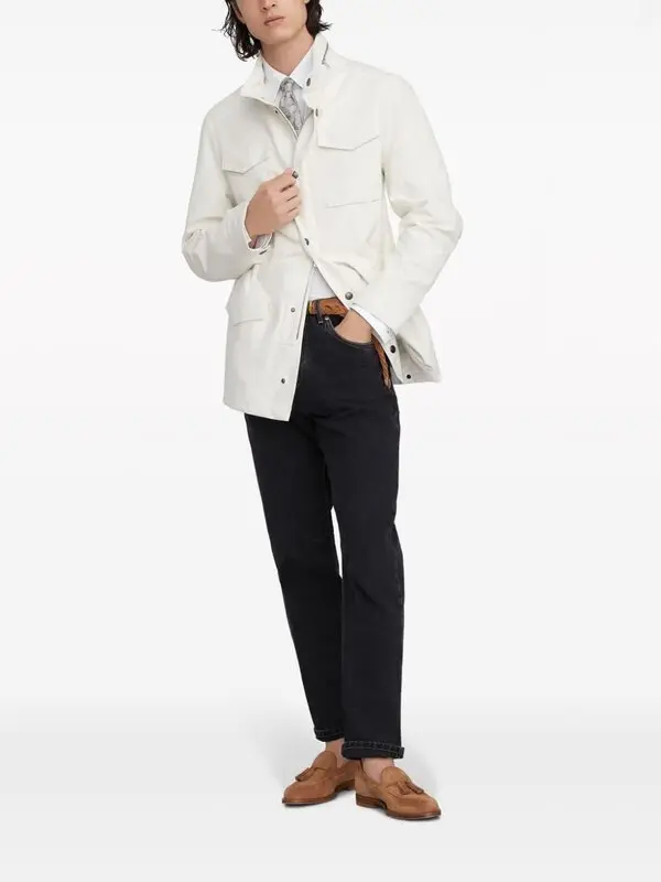 Brunello Cucinelli Stand-up Collar Linen-blend Coat