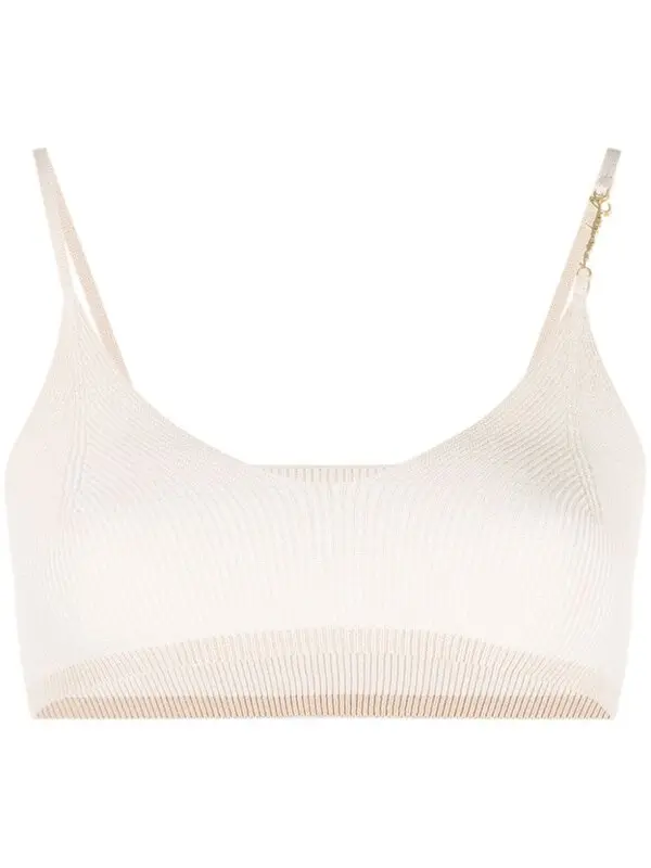 Jacquemus Pralu Logo-plaque Bralette Top - Neutrals