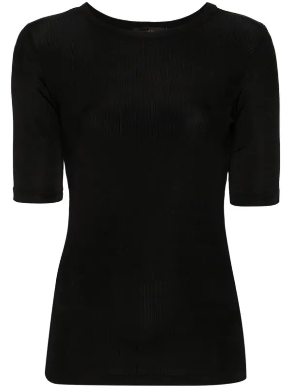Fabiana Filippi Cut-out Fine-ribbed T-shirt - Black