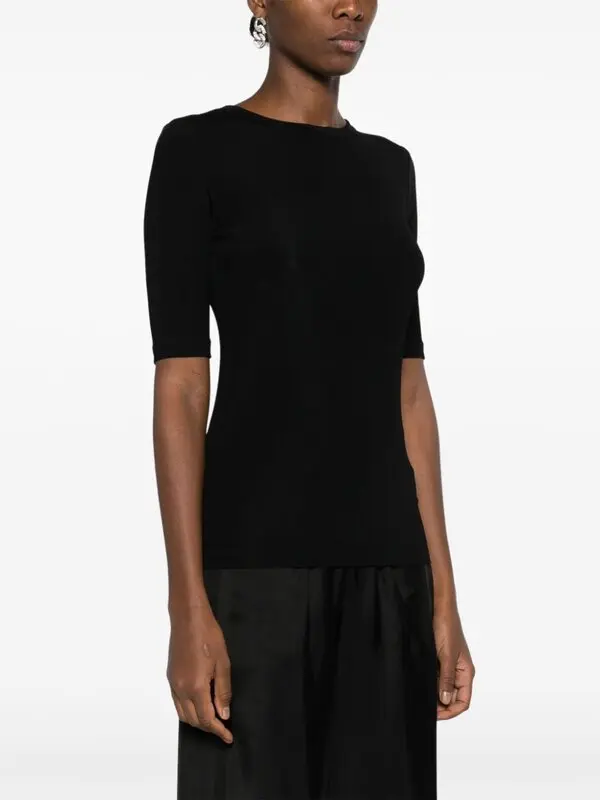 Fabiana Filippi Cut-out Fine-ribbed T-shirt - Black