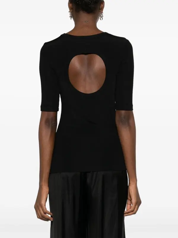 Fabiana Filippi Cut-out Fine-ribbed T-shirt - Black