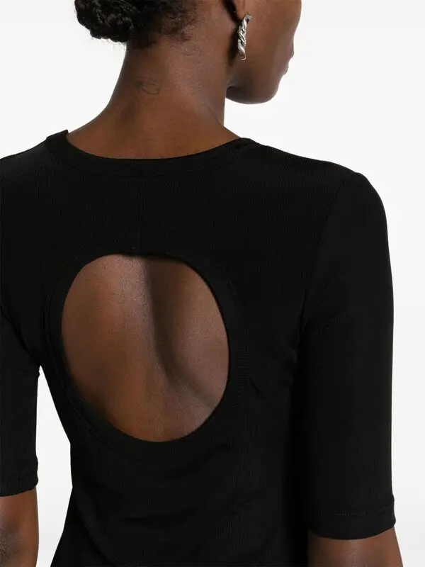 Fabiana Filippi Cut-out Fine-ribbed T-shirt - Black