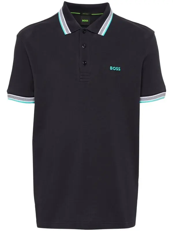 BOSS Logo-print Cotton Polo Shirt - Blue