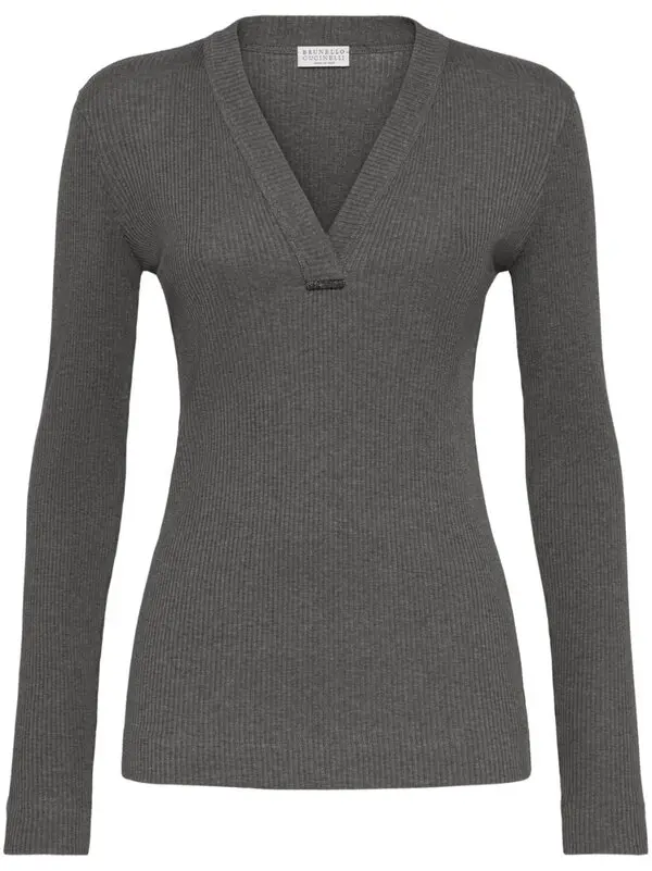 Brunello Cucinelli Fine-ribbed Jumper With Monili Chain Detail