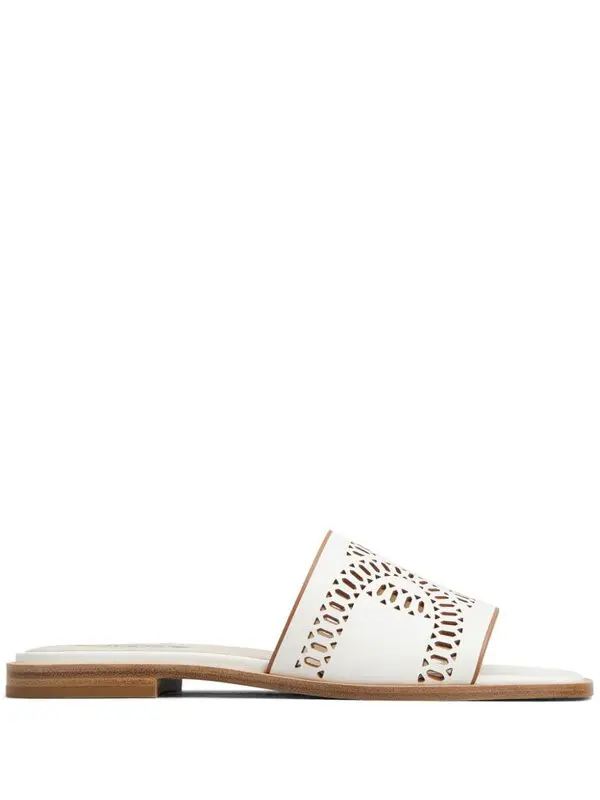 TOD'S Laser-cut Leather Sandals - White