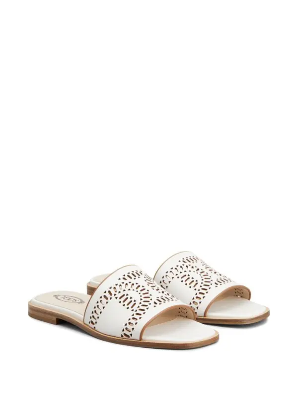 TOD'S Laser-cut Leather Sandals - White