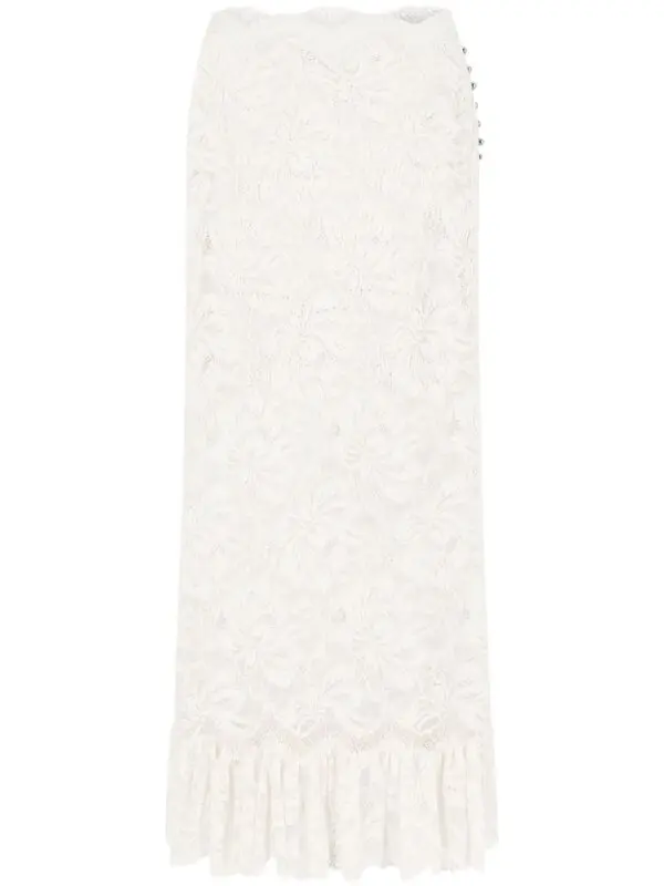 Rabanne Lace High-waist Midi Skirt - White