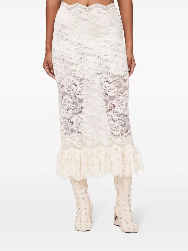Rabanne Lace High-waist Midi Skirt - White
