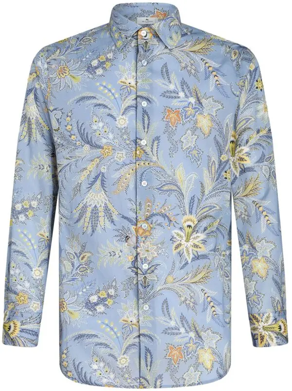 Etro Paisley-print Cotton Shirt - Blue