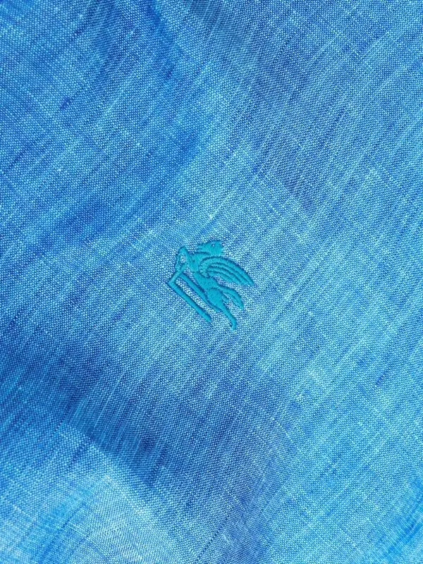 Etro Pegaso-embroidered Mélange-effect Shirt - Blue