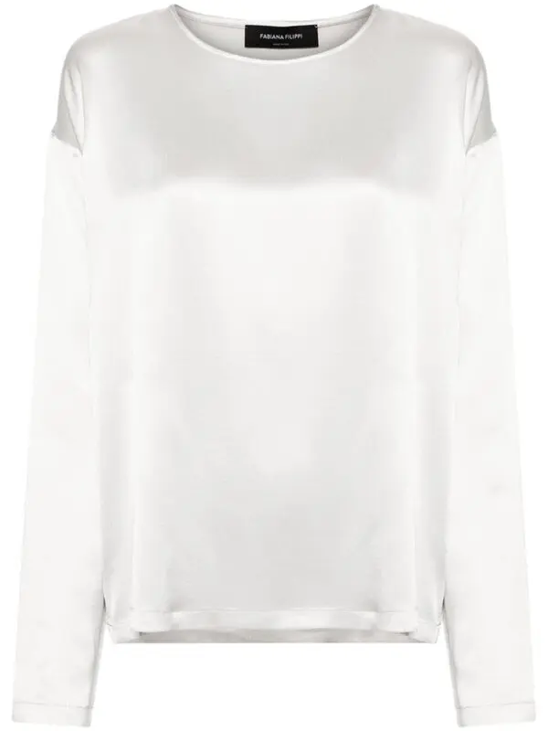 Fabiana Filippi Silk Satin Blouse - Silver