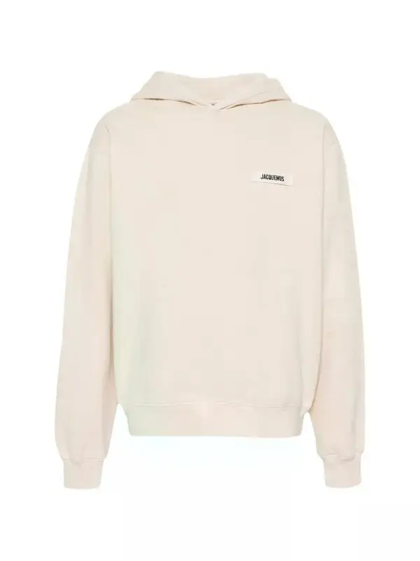 Jacquemus Le Hoodie Gros Grain Logo-patch Hoodie - Neutrals