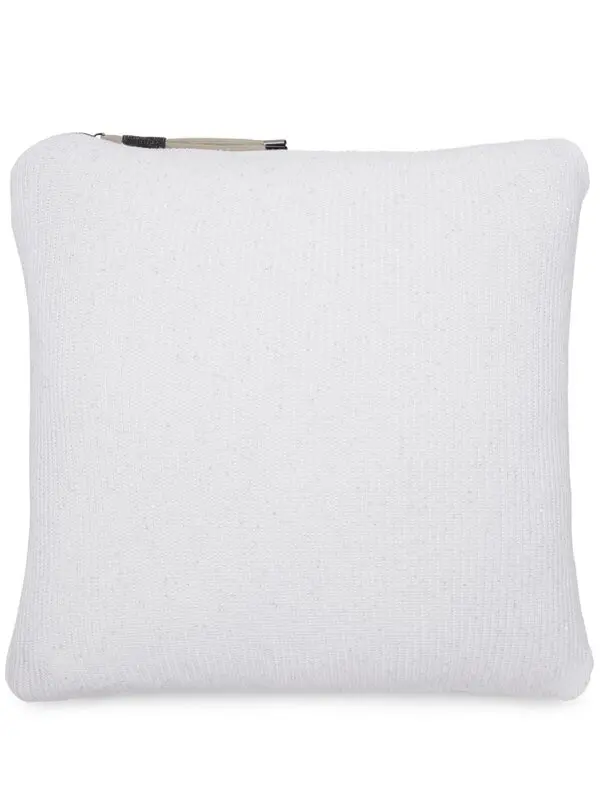 Brunello Cucinelli Ribbed-knit Square-shape Cushion - White